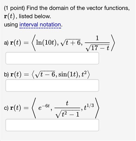 solved 1 ﻿point ﻿find the domain of the vector functions