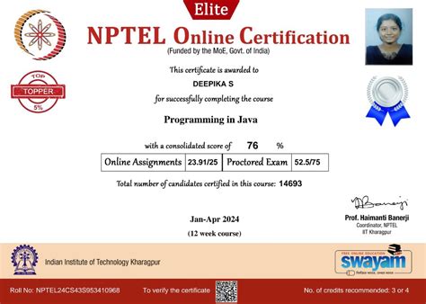 deepika s on linkedin nptel javaprogramming silverbadge elite