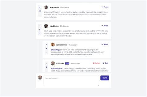 Frontend Mentor Full Stack Interactive Comments Section Coding