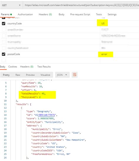 azure maps api require exact match from address structured