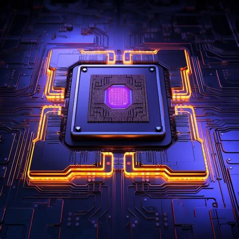 Premium Ai Image Central Computer Processor With Neon Lights Integrated Microchip Circuit