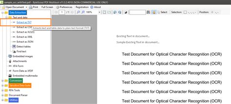 how to use ocr modes and extract scanned pdf to text using pdf