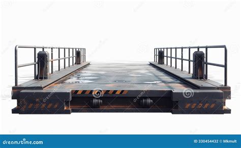 Large Industrial Loading Dock Platform With Railings Illuminated By