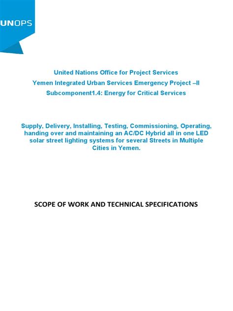 Annex 02 Scope Of Work And Technical Specifications Pdf Solar