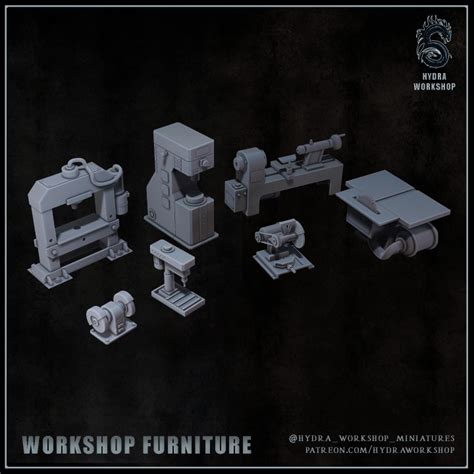 3d Printable Workshop Furniture By Hydra Workshop Miniatures