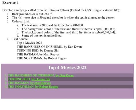 Solved Develop A Webpage Called Exerciselhtml As Follows