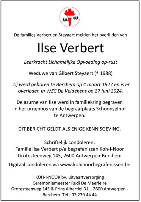 Ilse Verbert † 27062024 Inmemoriam