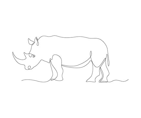 Dessin Au Trait Continu Abstrait Rhinocéros Vecteur Premium