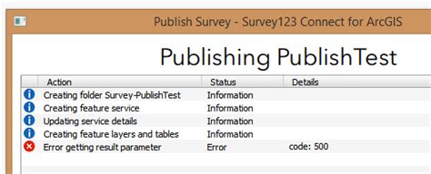 Solved Survey Publishing Error Code Esri Community