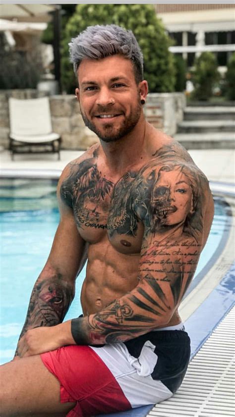 Half Body Tattoo Men Men With Full Sleeve Tattoos Mens Chest And Arm