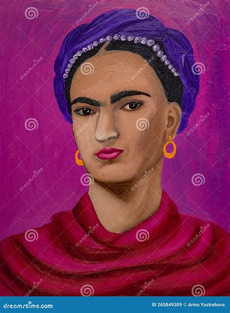 Young Mexican Woman Portrait In Traditional Dress Oil Painting Stock
