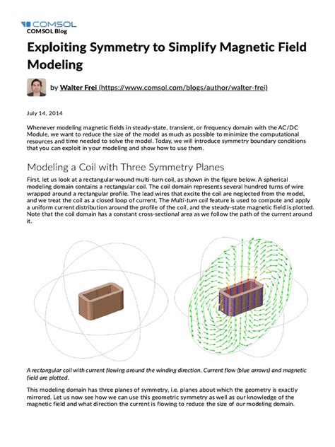 Exploiting Symmetry To Simplify Magnetic Field Modeling Comsol Blog Pdf