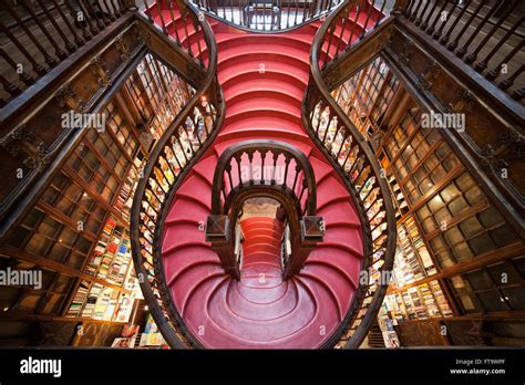 Staircase In The Famous Bookstore Livraria Lello In Porto Hi Res Stock