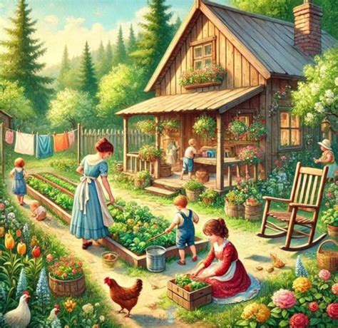 Всички помагат да се поддържат зеленчуковата градина онлайн пъзел