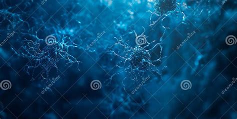 Microscopic View of Neuron Cells Neural Network Brain Cells Cellular Structure Deep Blue Hues ...