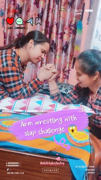twins sister arm wrestling with slap challenge vlog #youtubeshorts # ...