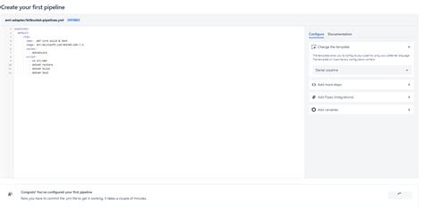 unable to commit bitbucket pipelines yml