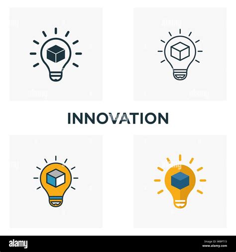 Innovation Icon Set Four Elements In Diferent Styles From Blockchain Icons Collection Creative