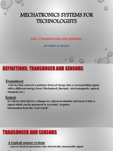 Mechatronic Systems For Technologists Lec 7 Pdf Sensor Calibration
