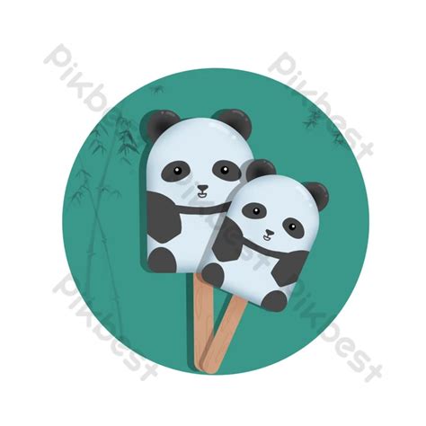 손으로 그린 만화 크리 에이 티브 여름 팬더 아이스 캔디 일러스트 Png Psd 무료 다운로드 Pikbest