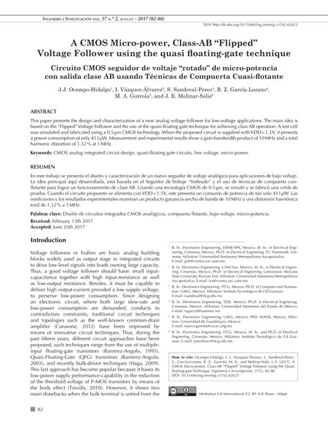 Pdf A Cmos Micro Power Class Ab Flipped” Voltage Follower Using The Quasi Floating Gate