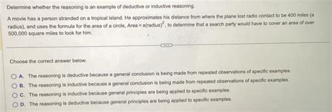 Solved Determine Whether The Reasoning Is An Example Of Chegg