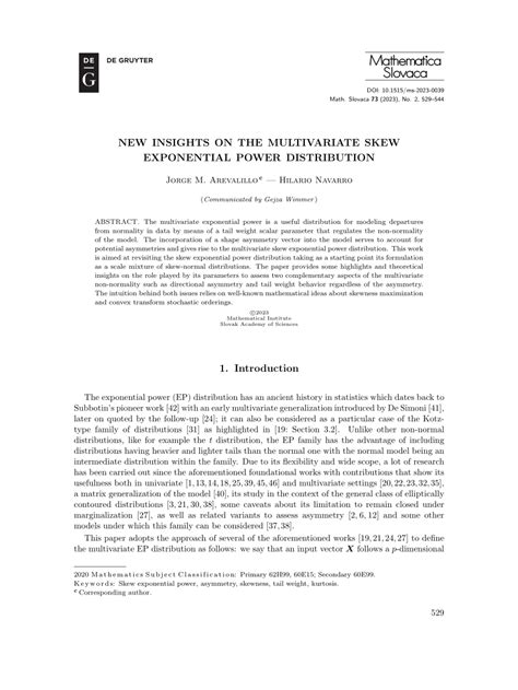 Pdf New Insights On The Multivariate Skew Exponential Power Distribution