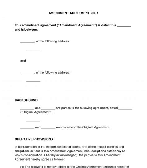 Contract Amendment Sample Template Word And PDF