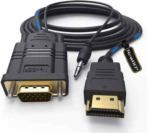 GetUSCart NewBEP HDMI To VGA Cable Adapter With 3 5mm Audio Cord 1080P HD 6ft 1 8m Gold Plated