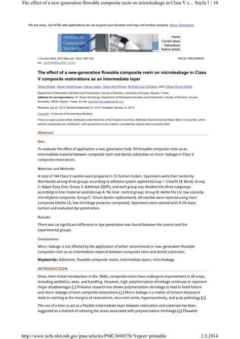 Pdf The Effect Of A New Generation Flowable Composite Resin On Microleakage In Class V