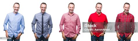 콜라주 서 잘생긴 우아한 수석 노인의 남자의 얼굴에 미소를 행복 하 고 멋진 배경 고립 운이 좋은 사람 긍정적인 감정 표현에 대한 스톡 사진 및 기타 이미지 Istock