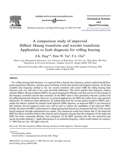 pdf a hilbert huang transform and wavelet transform application