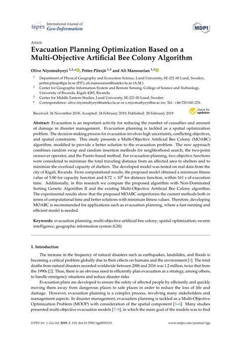 pdf evacuation planning optimization based on a multi objective