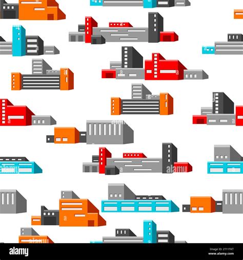 Pattern With Industrial Buildings Urban Manufactory View Of Constructions Stock Vector Image