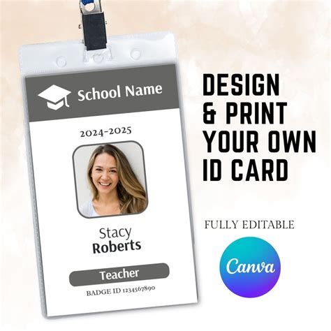 Teacher Id Card Template Customizable Template Custom Teacher Id