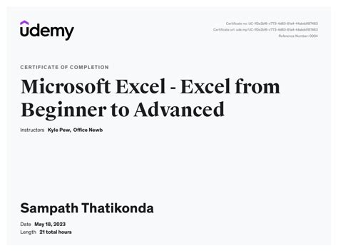 Sampath Thatikonda On Linkedin Udemy Course Completion Certificate