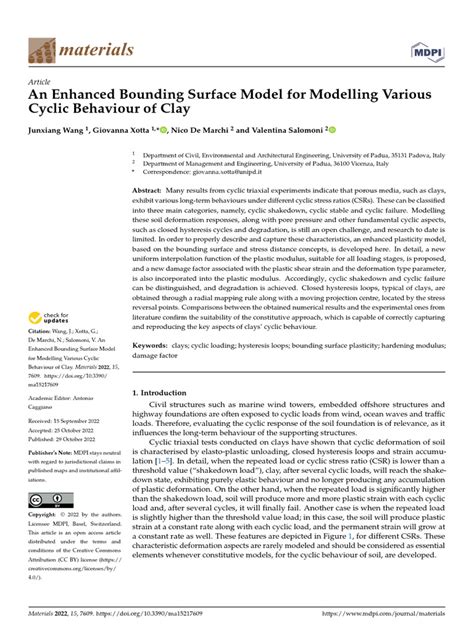 Materials An Enhanced Bounding Surface Model For Modelling Various Cyclic Behaviour Of Clay