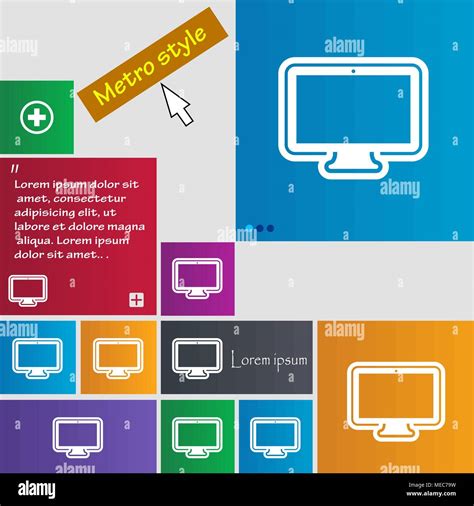 Monitor Icon Sign Buttons Modern Interface Website Buttons With