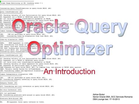 Oracle Query Optimizer An Introduction Pptx Databases Computer