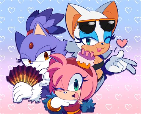 Amy Rose Blaze The Cat And Rouge The Bat Sonic And More Drawn By Mimiipyon Danbooru