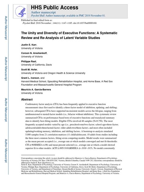 cfa the unity and diversity of executive functions a systematic
