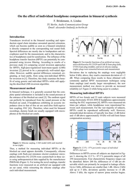 Pdf On The Effect Of Individual Headphone Calibration In Dynamic Binaural Synthesis
