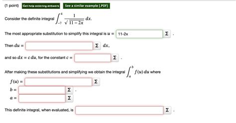 Consider The Definite Integral Dx 7 V 11 2x The Most Course