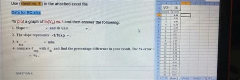 Solved 0 Use Sheet No 1 In The Attached Excel File Data