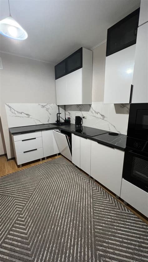 Кухонный гарнитур угловой Тандем 2 4х1 6 м мебель для дома и кухни Белый Черный матовый