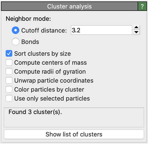 Cluster Analysis — Ovito User Manual 3120 Documentation