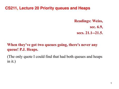 Ppt Cs211 Lecture 20 Priority Queues And Heaps Powerpoint