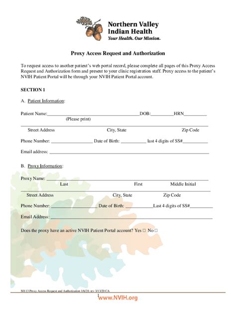 Fillable Online Patient Portal And Proxy Access Request And Authorization Form Fax Email Print