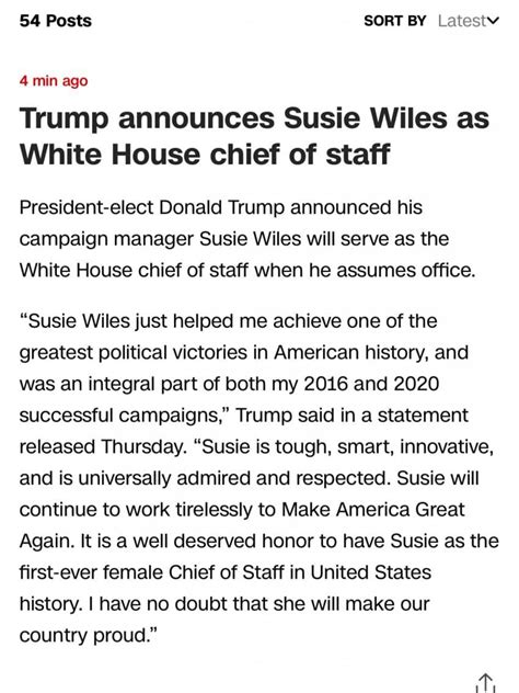 뽐뿌 트럼프 백악관 비서실장으로 수지 와일즈를 지명