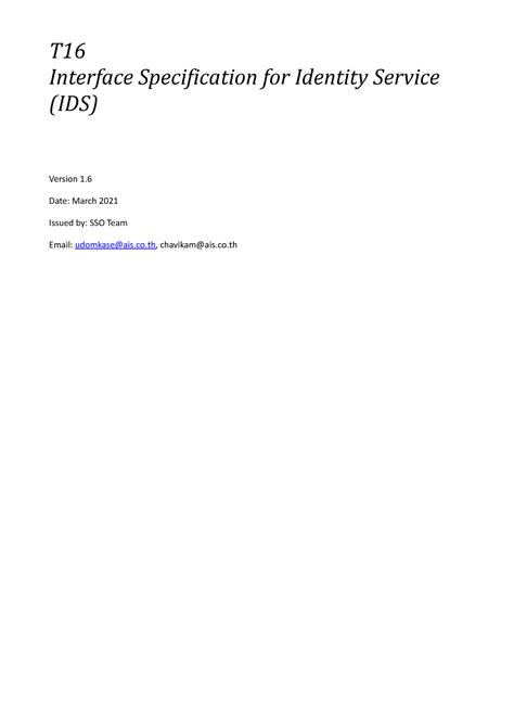 T16 Interface Specification Ids Oauth V1 T Interface Specification